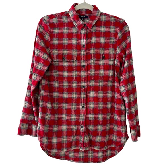 Madewell | Tops | Madewell Red Plaid Flannel | Poshmark
